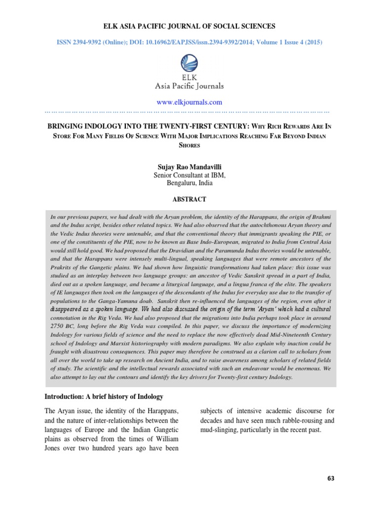 ELK Bringing Indology Into The Twenty First Century Sujay Rao ...