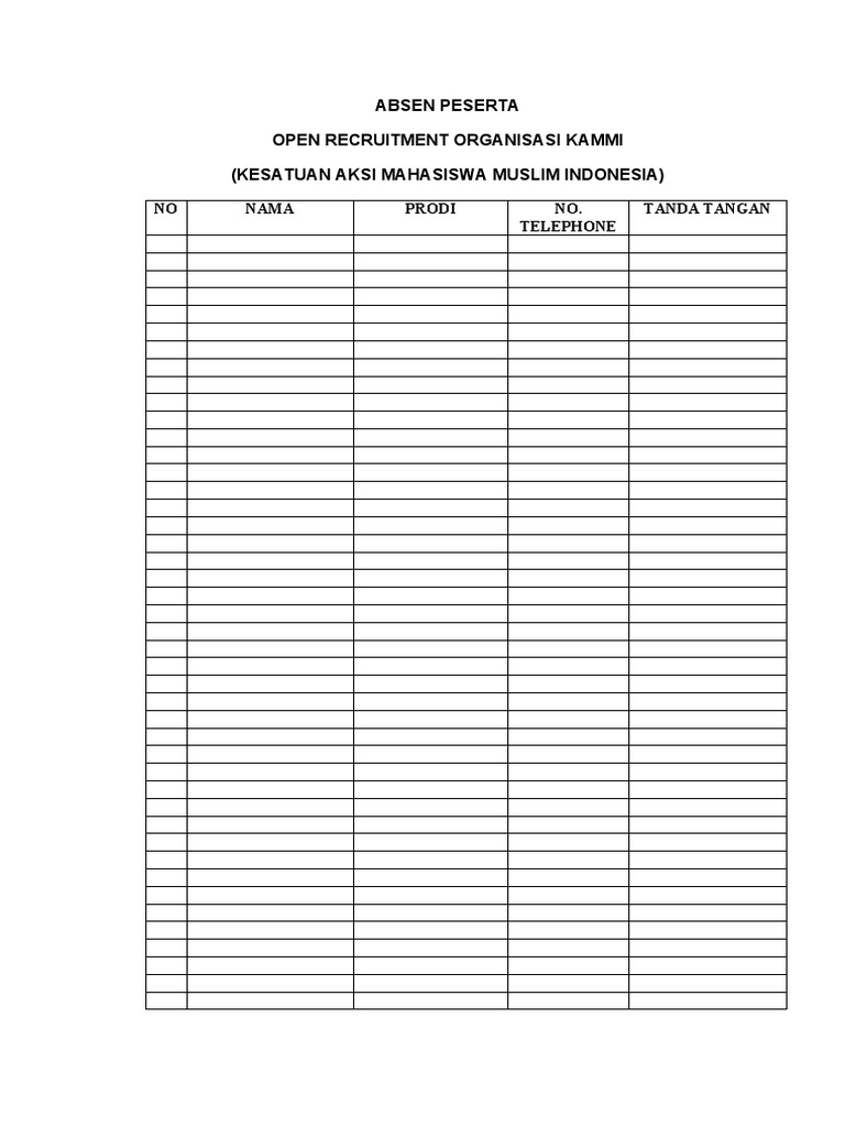 Absen Peserta Organisasi Kammi | PDF