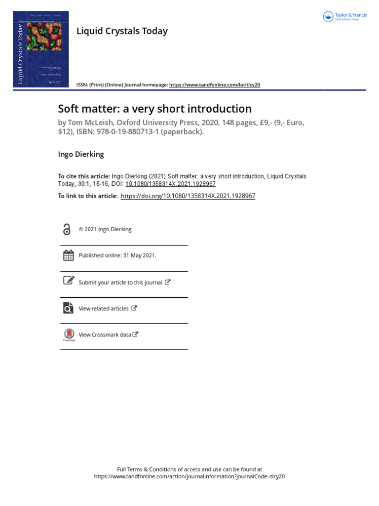 Soft Matter A Very Short Introduction by Tom McLeish | Download Free PDF | Soft Matter | Liquid ...