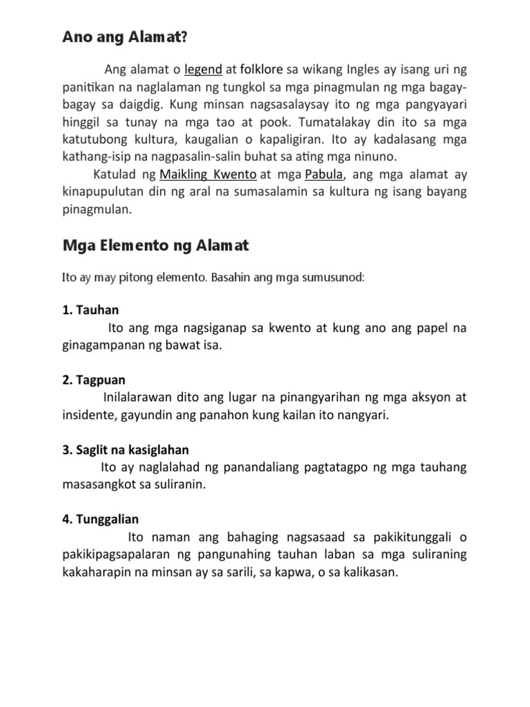 Ano ang Alamat | PDF