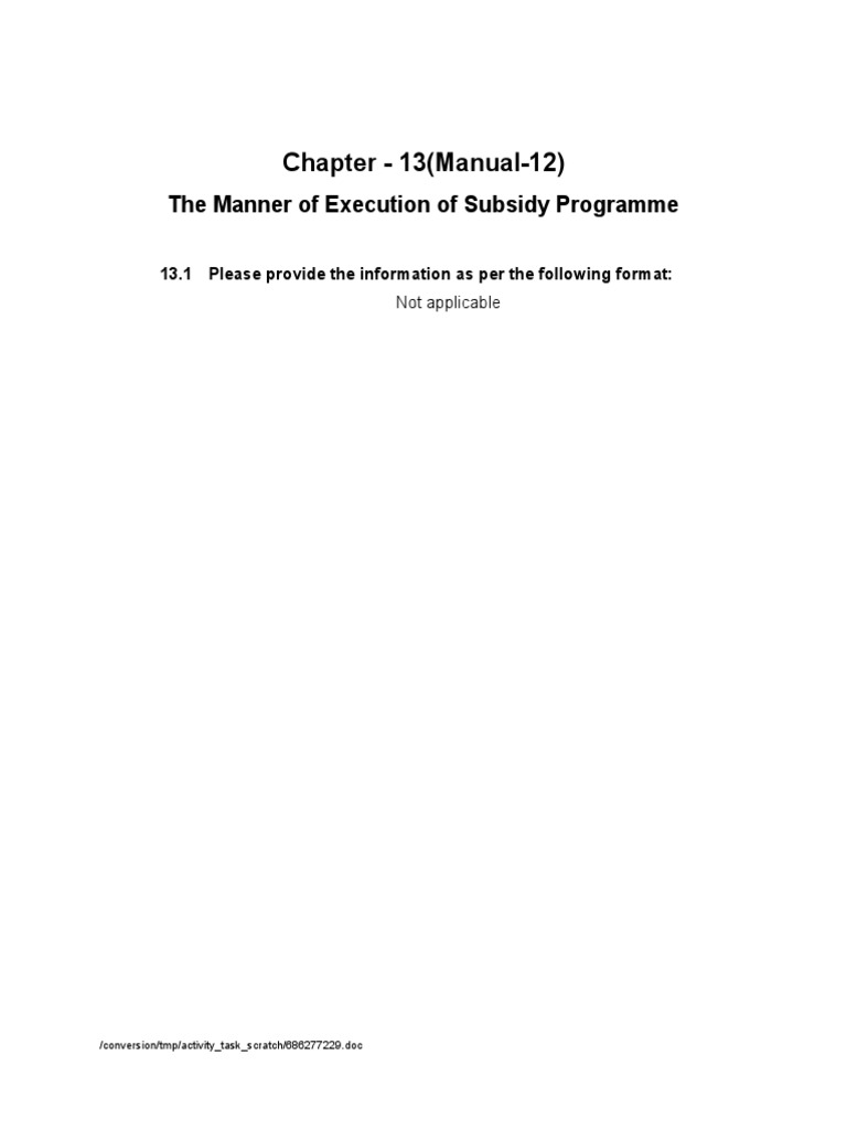 Execution of Subsidy Program | PDF