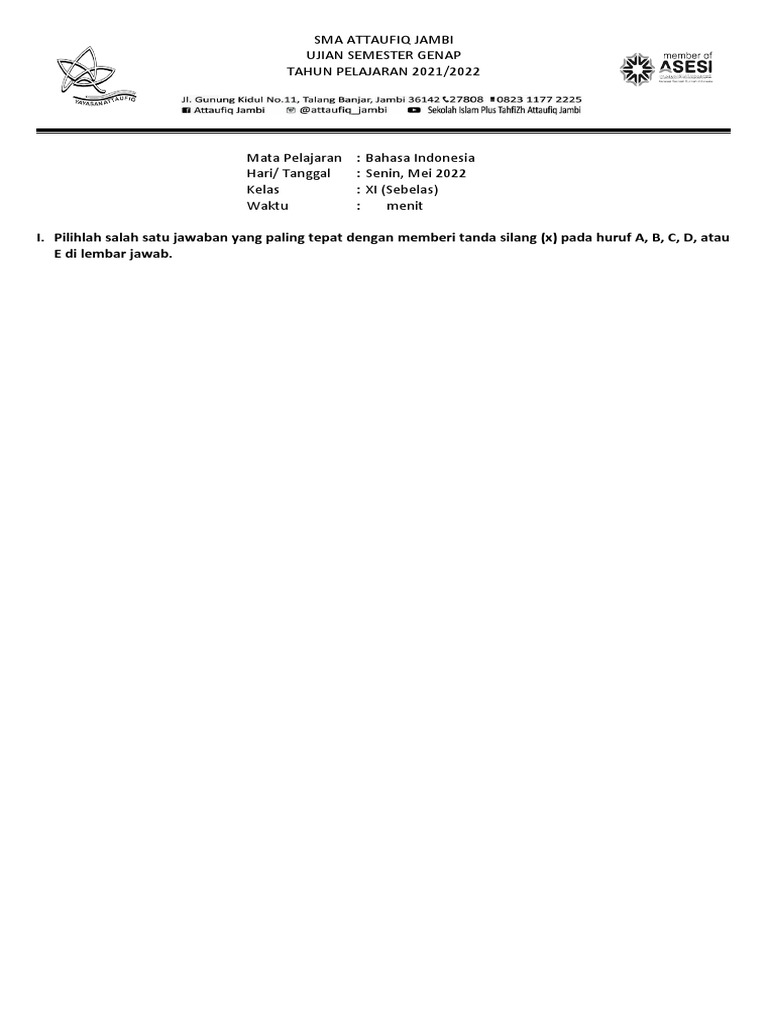Jawaban Review UAS B. Indo XI | PDF