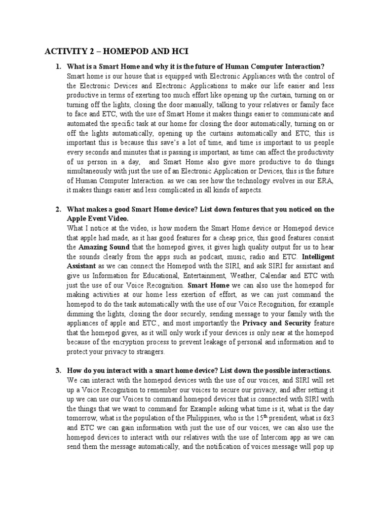Activity 2 Hci Midterm | PDF | Home Automation | Human–Computer Interaction