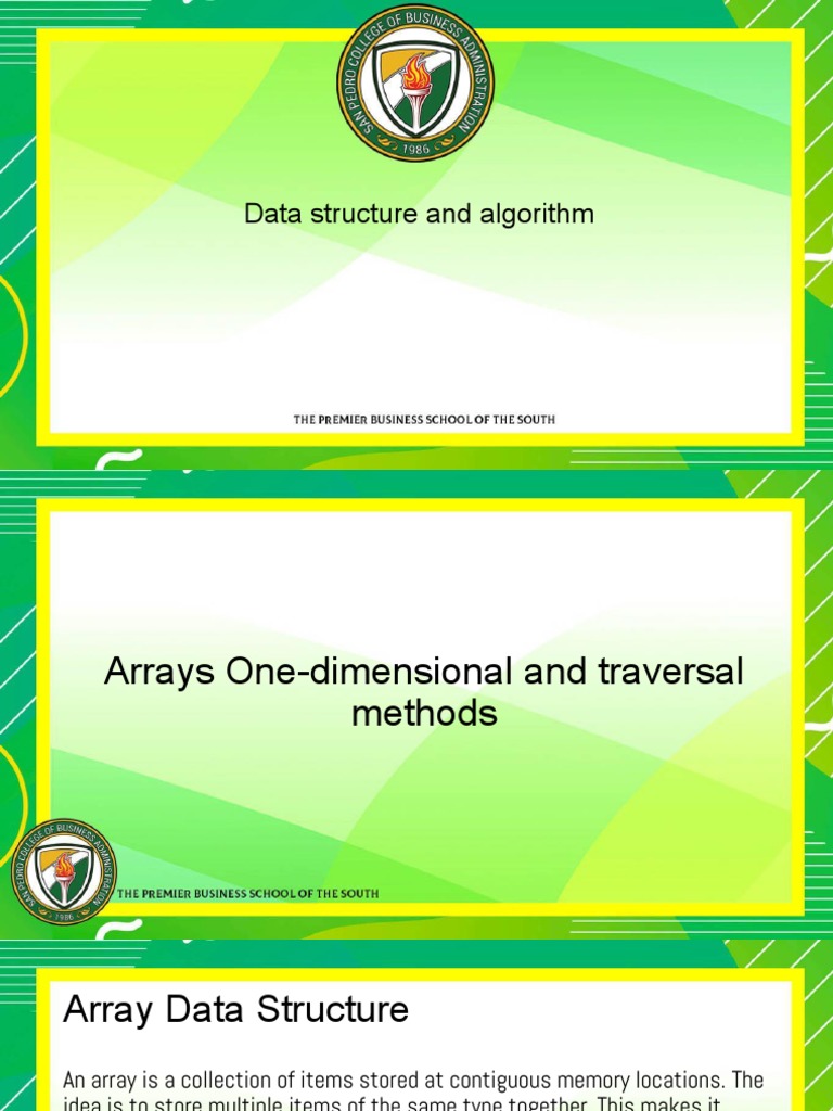 Lecture 1 - Arrays One-Dimensional and Traversal Methods | PDF | Teaching Methods & Materials ...