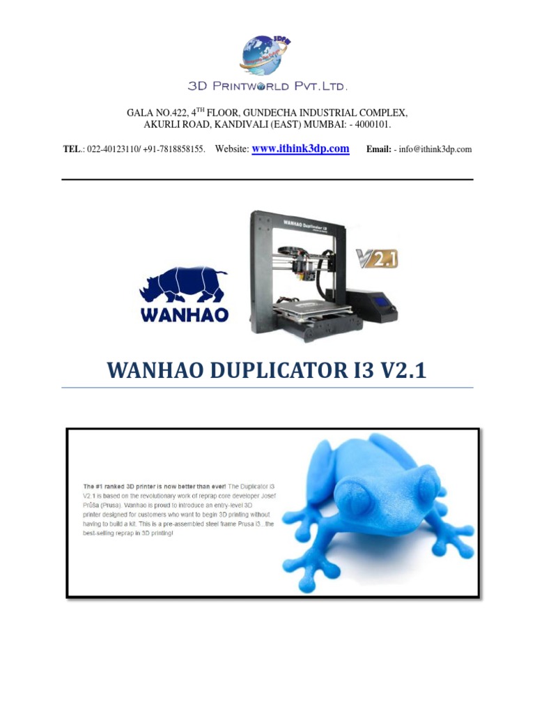 Wanhao Duplicator I3 v2 1 | PDF