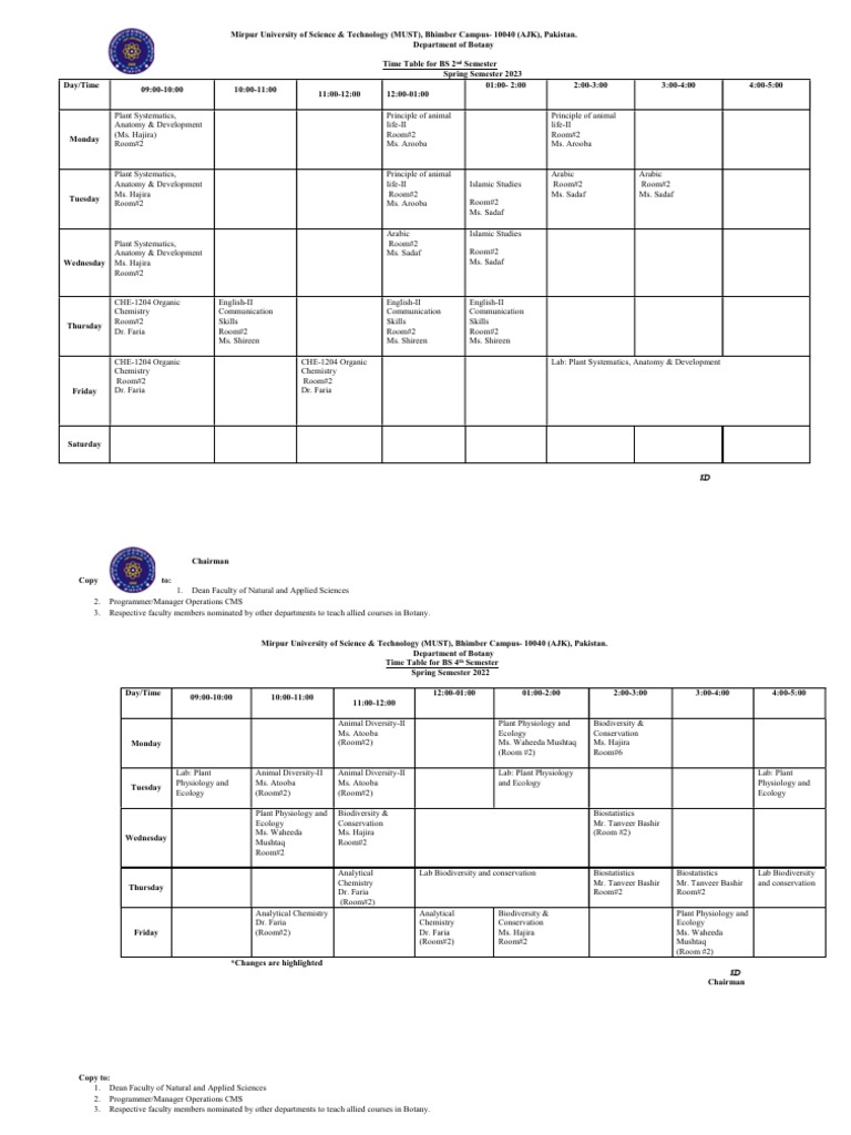 Lab Time Table (Modified by DR M Ishtiaq) (02-6-2023) | PDF