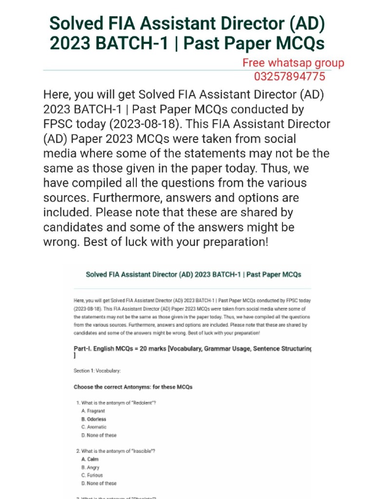 Today FIA AD Paper 2023 | PDF
