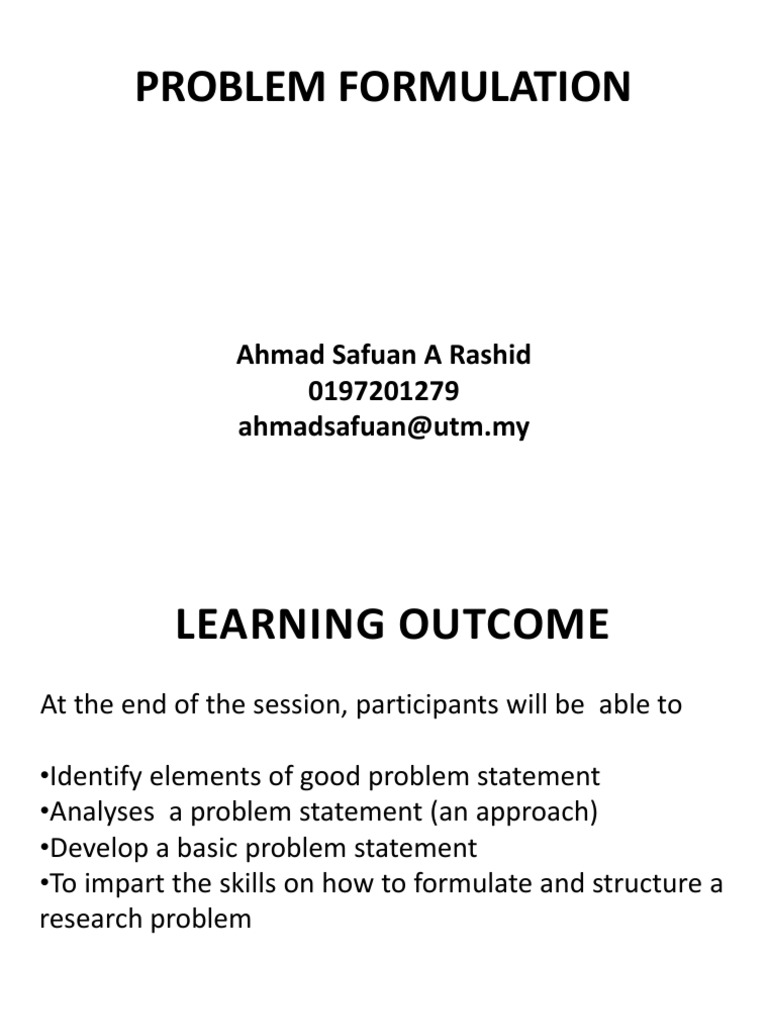 Problem Formulation | PDF