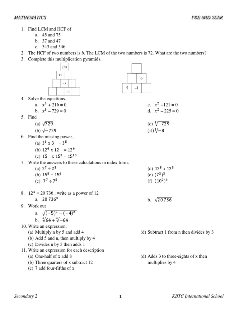 Math Note File For Pre Mixed | PDF