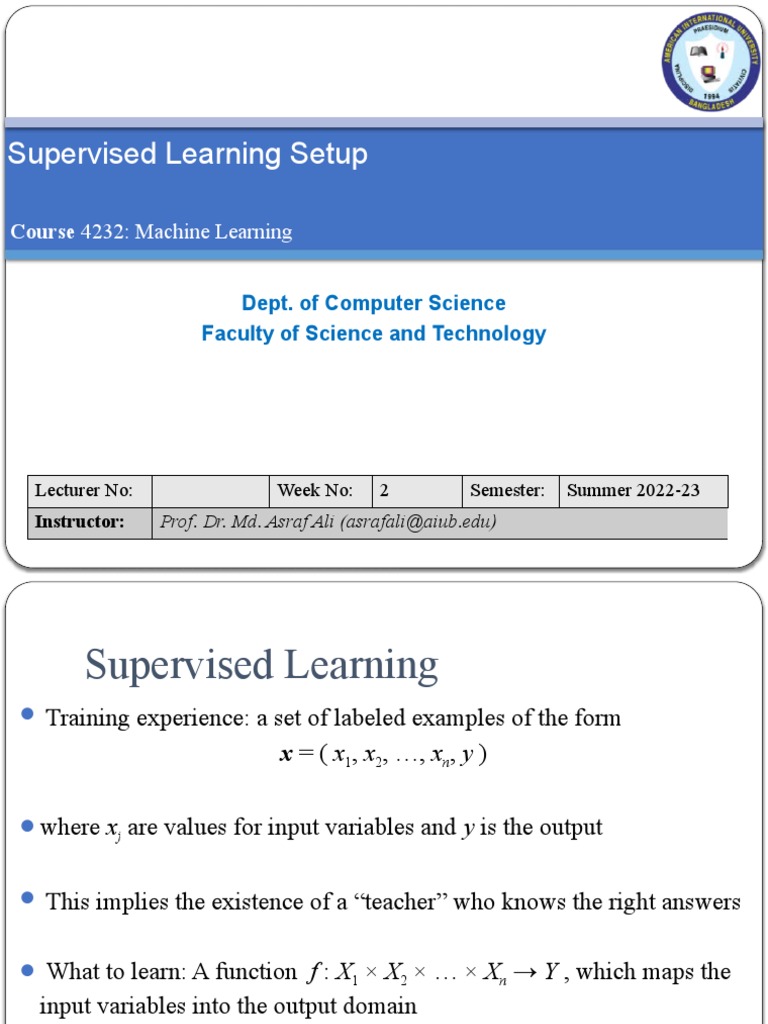 Lecture Slide 02 - Supervised Learning - Summer 2023 | PDF