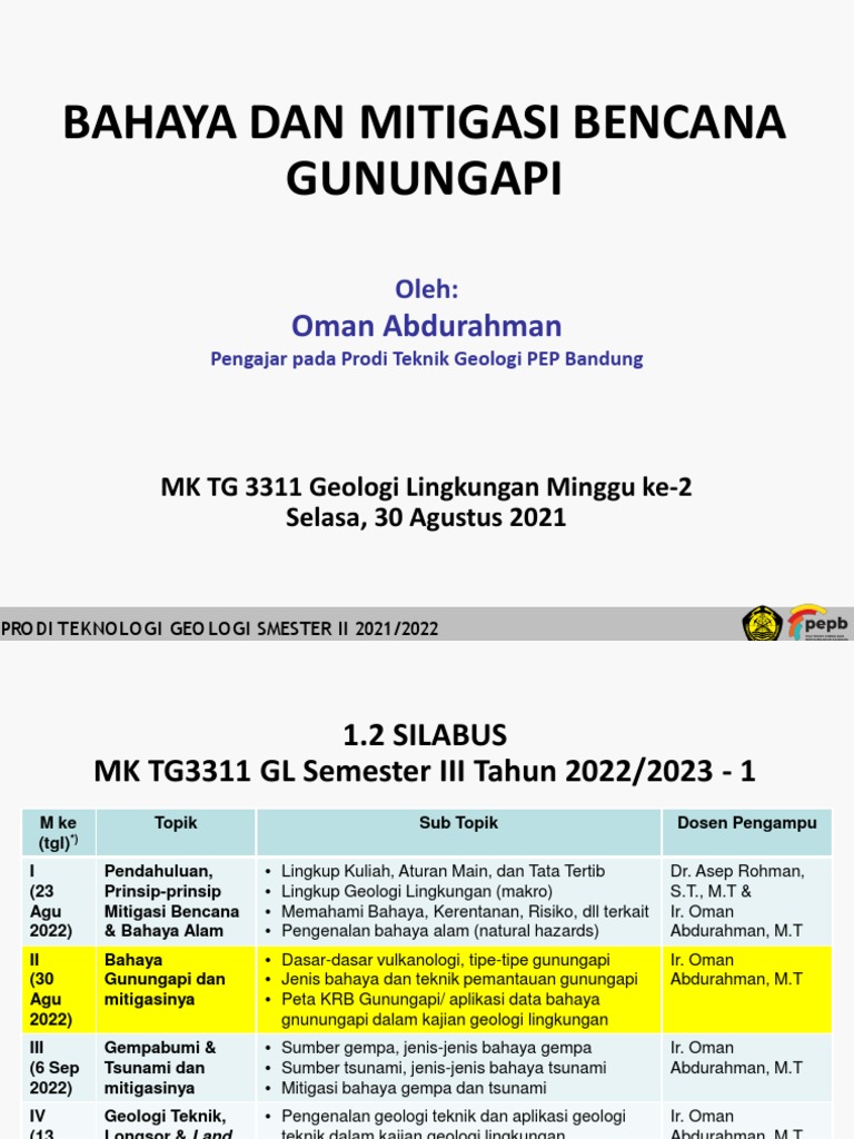 MK TG 3311 GL Bahan Kuliah Ke-2 BAHAYA GN API - 30 AGU 2022 | PDF ...
