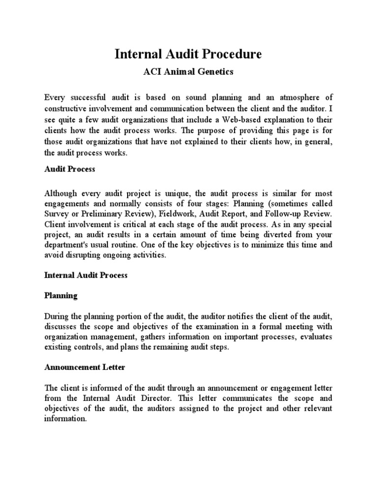 Internal Audit Procedure | PDF