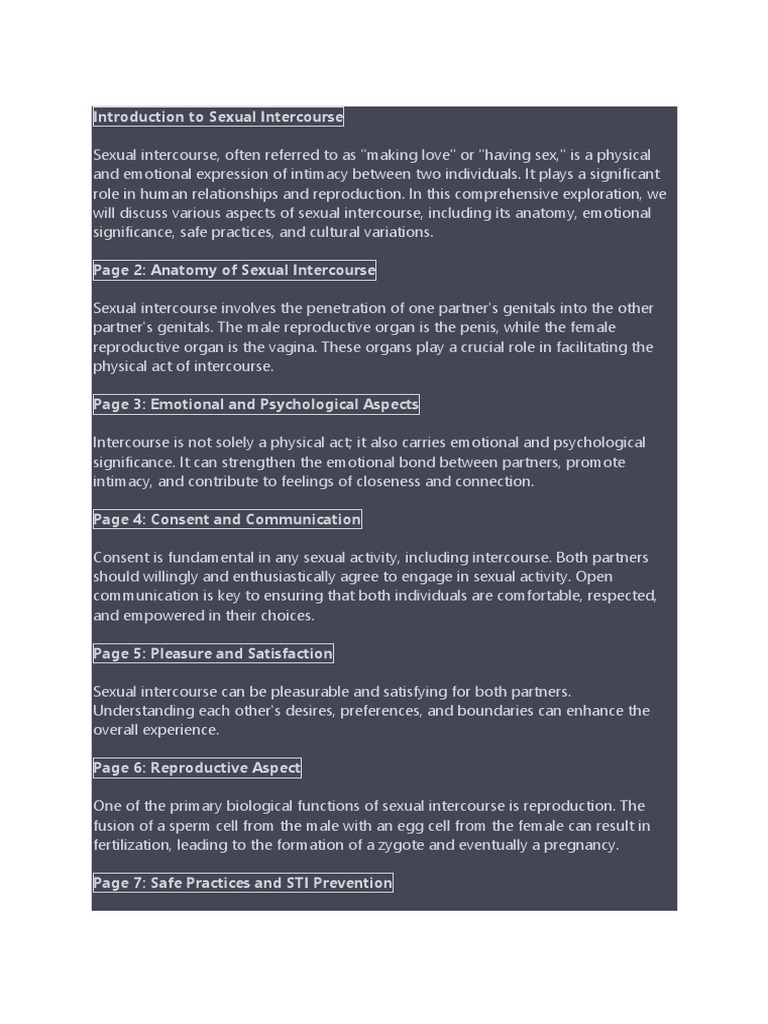 Introduction To Sexual Intercourse | PDF