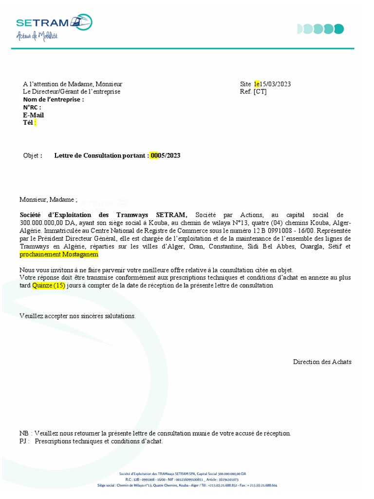 Lettre de Consultation | PDF | Affaires