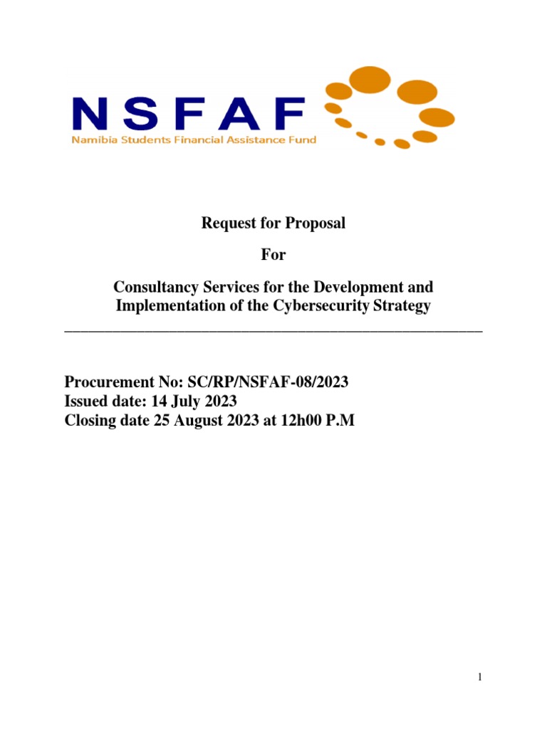 Request For Proposal For The Implementation and Development of The Cybersecurity Strategy | PDF ...