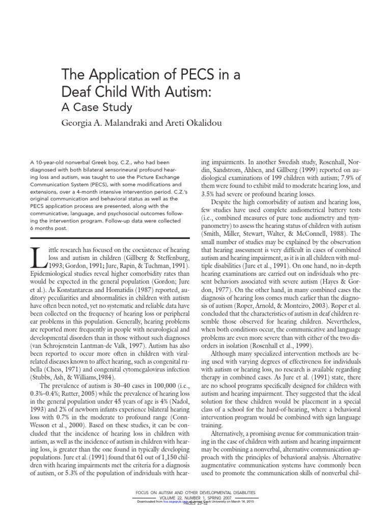 The Application of PECS in A Deaf Child With Autism | PDF | Wellness | Science & Mathematics