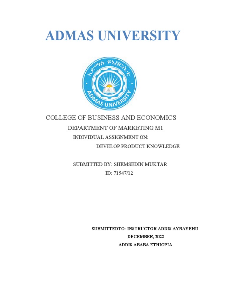 Admas University Marketing Assignment | PDF