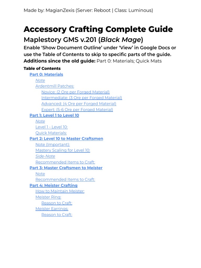 Accessory Crafting Guide (Maplestory GMS v.201) | PDF
