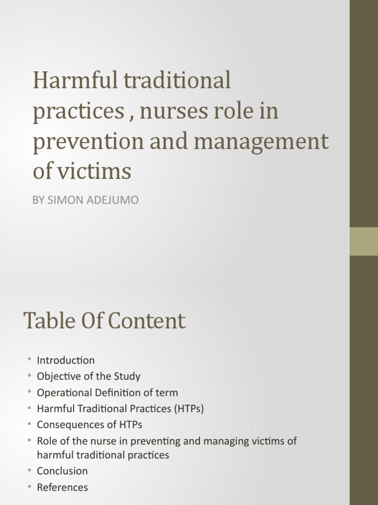 Harmful Traditional Practices, Nurses Role in Prevention | PDF | Social ...