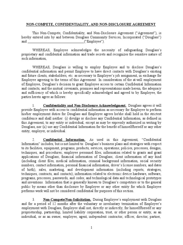 Non Compete Confidentiality Agreement 002 | PDF | Trade Secret | Confidentiality