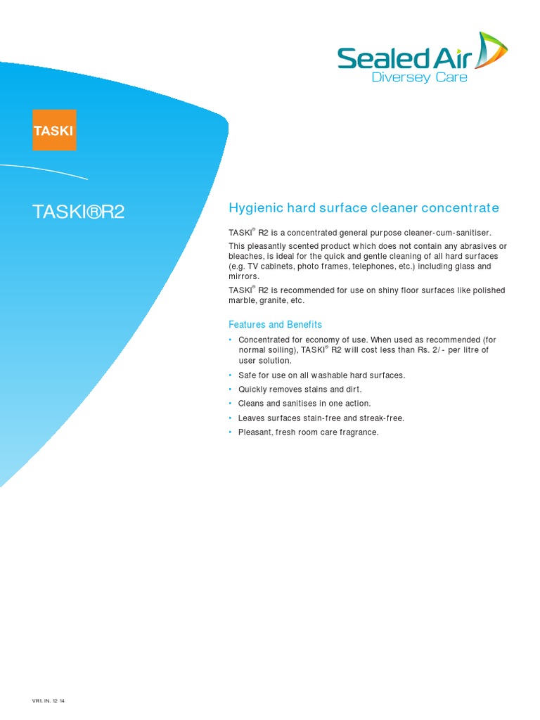 Diversey Taski r2 Hygienic Hard Surface Cleaner Concentrate | PDF