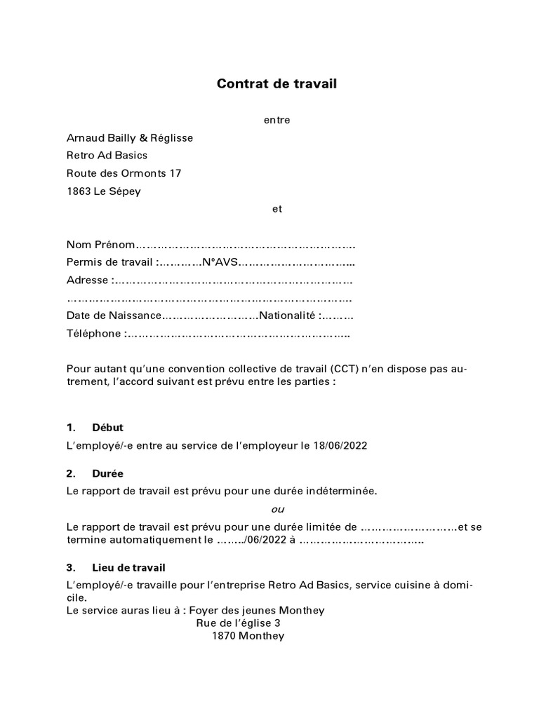 Modeles de Contrats-Contrat de Travail Court-Cap | PDF