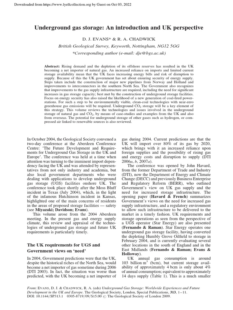 Underground Gas Storage An Introduction And Uk Perspective Pdf
