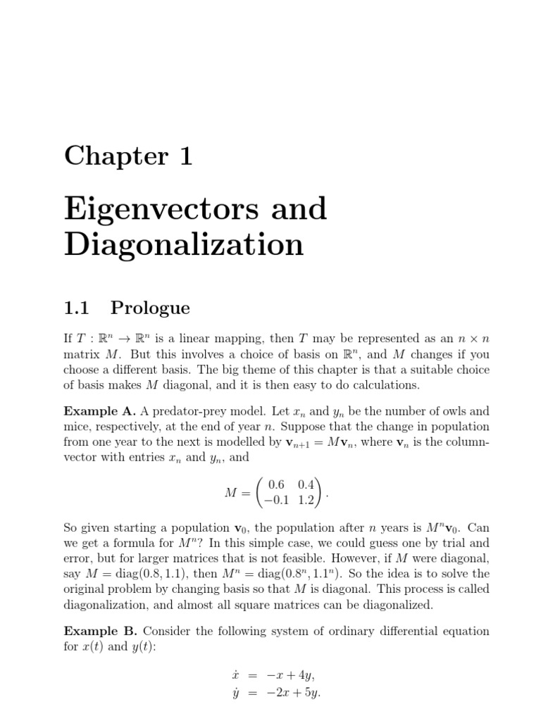 Linear Algebra Notes Eigenvectors And Diagonalization Pdf