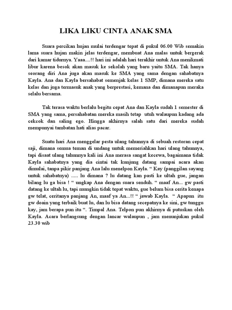 Cerpen - Cinta Anak Sma | PDF