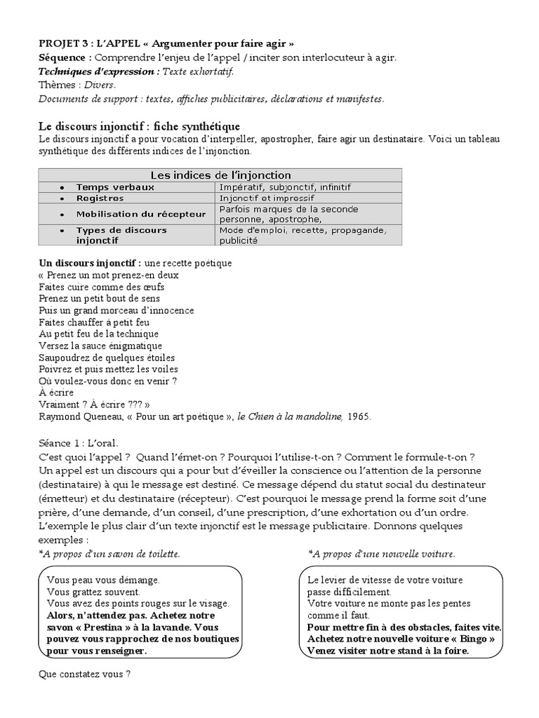 PROJET 3-3AS-L - Appel | PDF