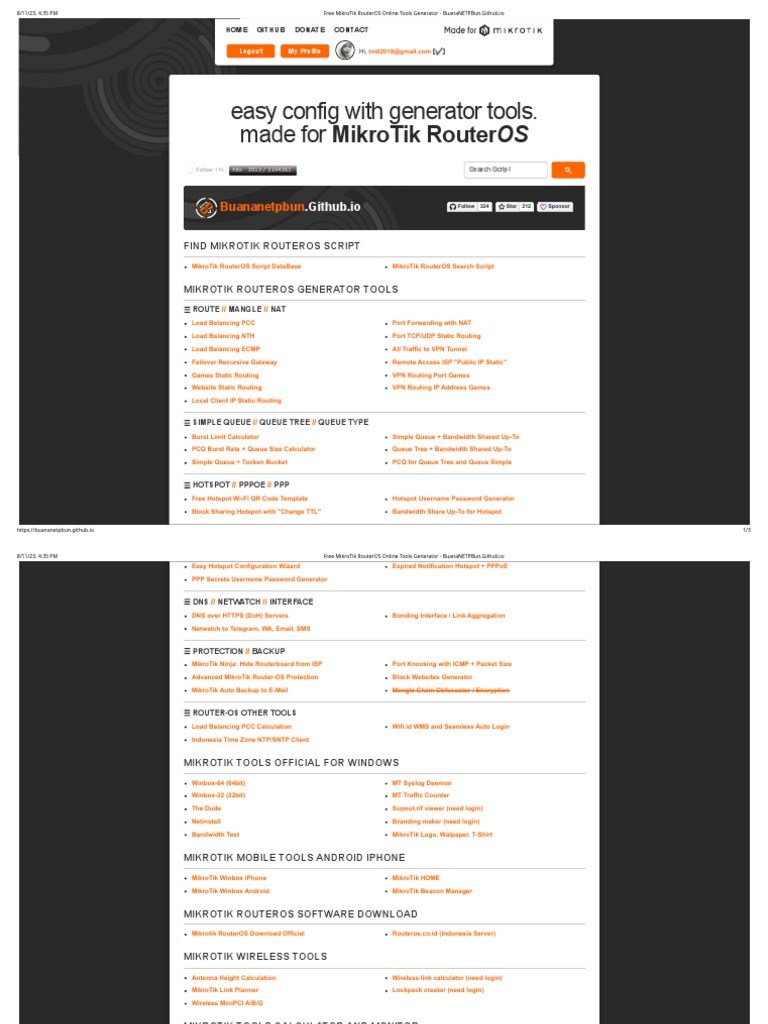 Free MikroTik RouterOS Online Tools Generator - BuanaNETPBun - Github.io | PDF | Port (Computer ...