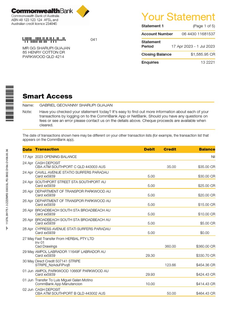 Statement | PDF | Debit Card | Debits And Credits