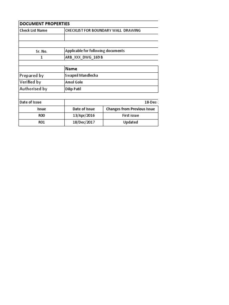 Boundary Wall Drawing Checklist | PDF