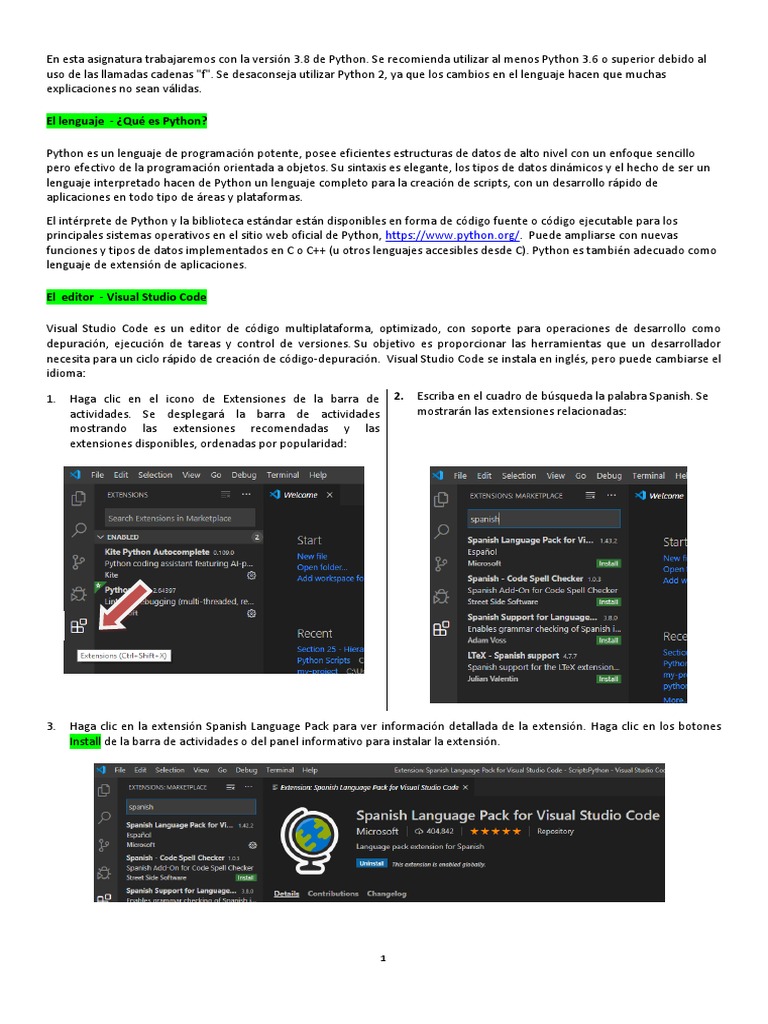 1 Python&VSC | PDF | Lenguaje de programación | Python (lenguaje de ...