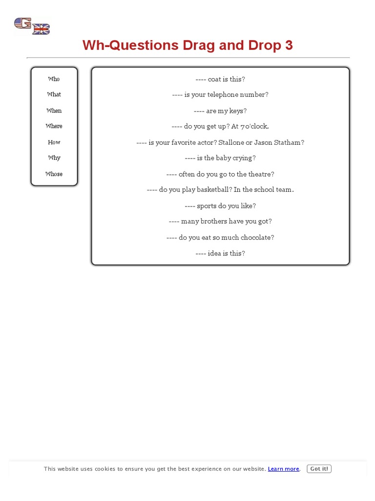 WH Questions Worksheets 3 | PDF