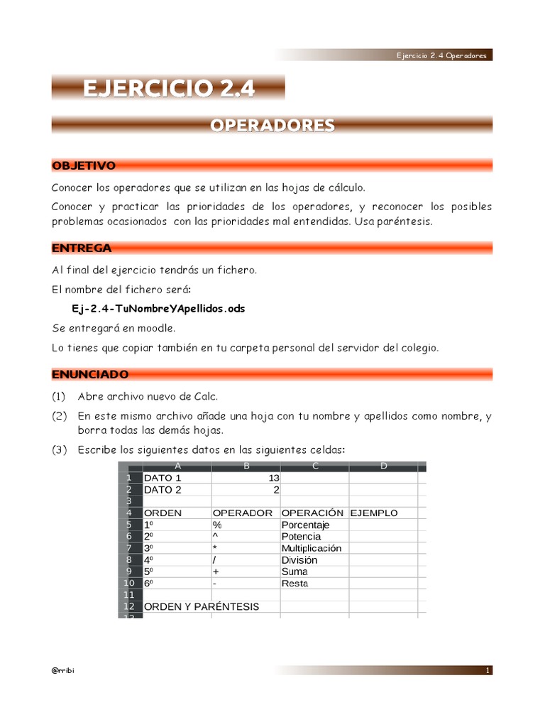 Ejercicio 2.4 Operadores | PDF