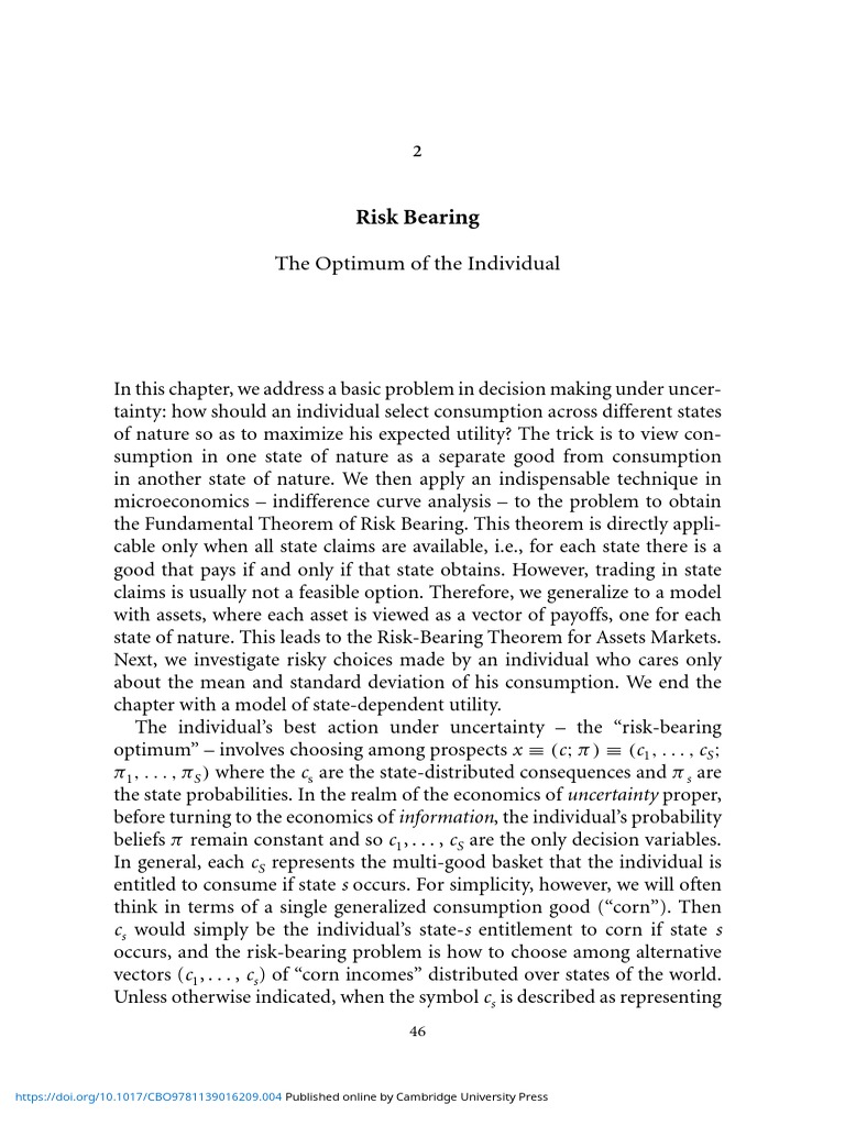 Risk Bearing | PDF | Utility | Risk Aversion