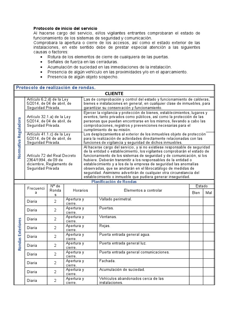 Protocolo de Inicio Del Servicio | PDF | Valores