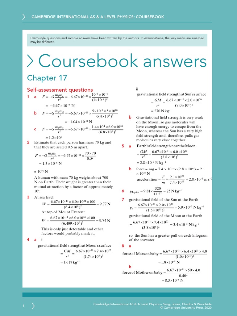 Self Assessment Answers 17 Asal Physics CB | PDF | Weight | Satellite