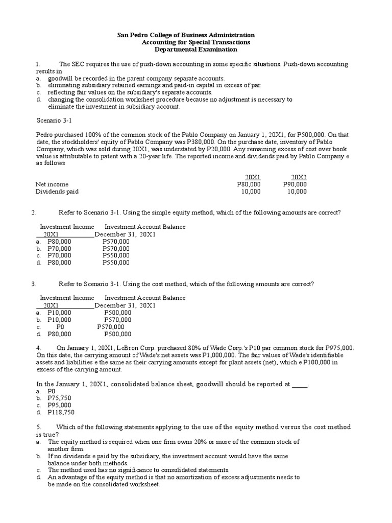 ACG020 Departmental Exam | PDF