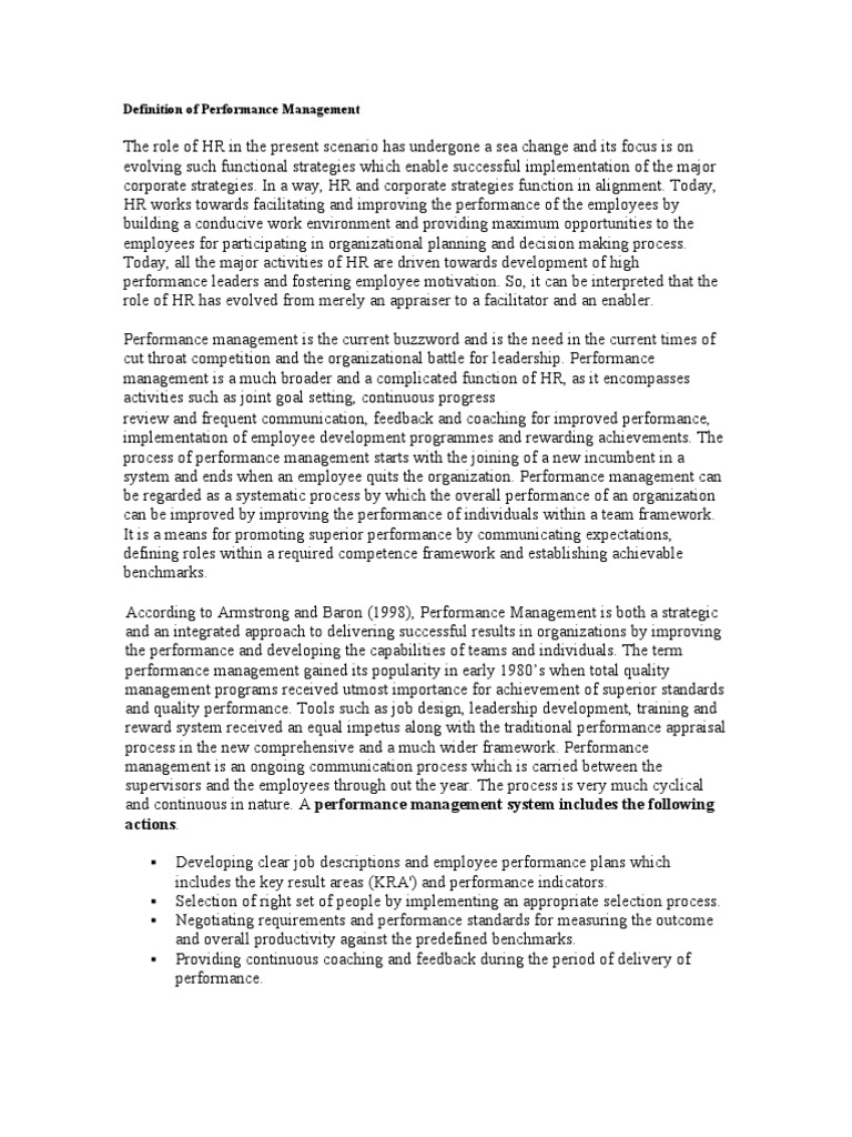 Definition of Performance Management | PDF | Competence (Human ...