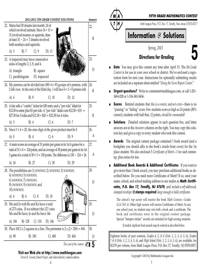 Grade 5 2012-13 Solutions | PDF | Euclidean Geometry | Elementary Geometry