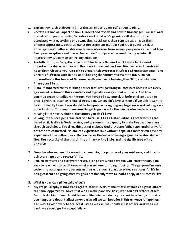 Philosophical Perspective Of The Self Pdf
