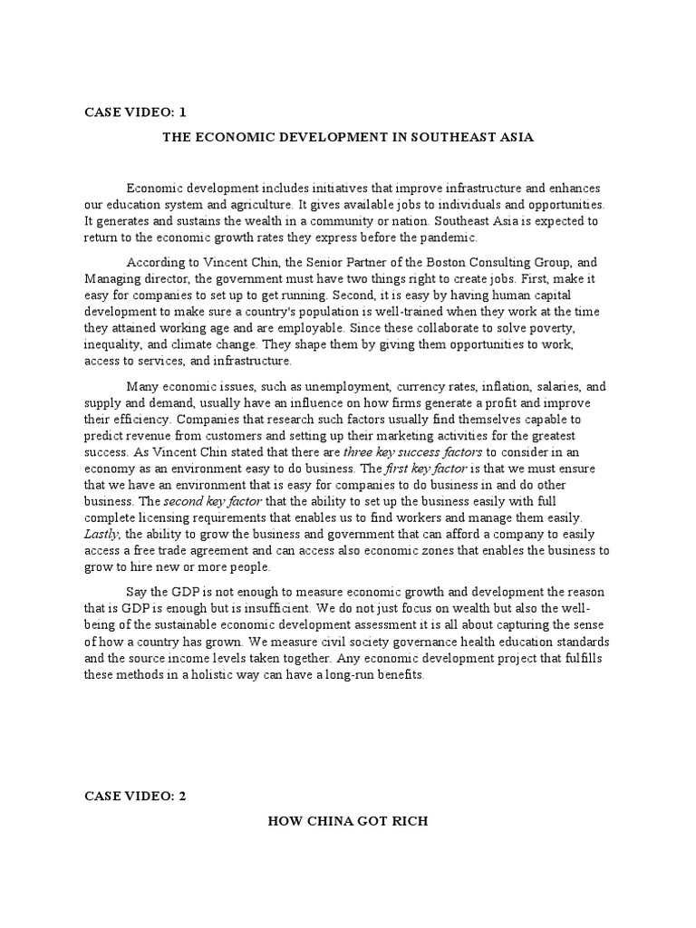 THE ECONOMIC DEVELOPMENT IN SOUTHEAST ASIA and How China Got Rich ...