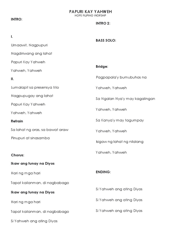 PAPURI KAY YAHWEH | PDF