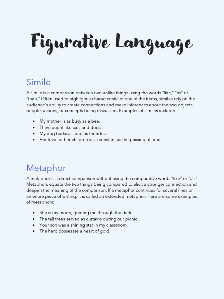 Figurative Language | PDF | Metaphor | Idiom