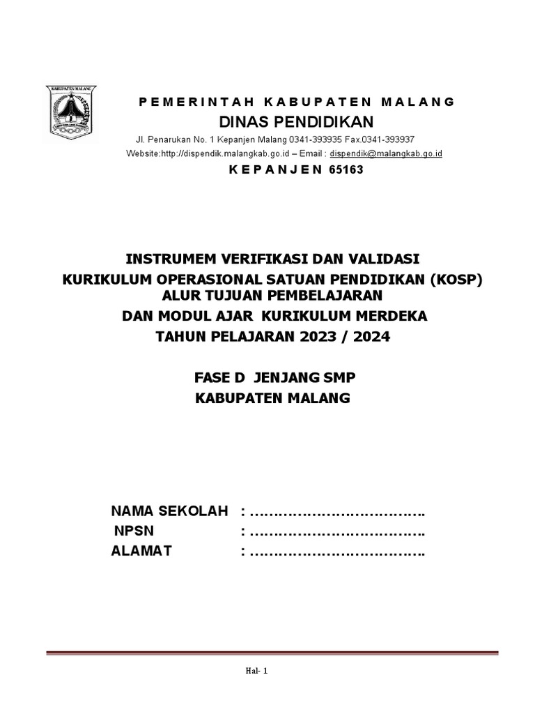 06 Instrumen Validasi KOSP 2023 | PDF