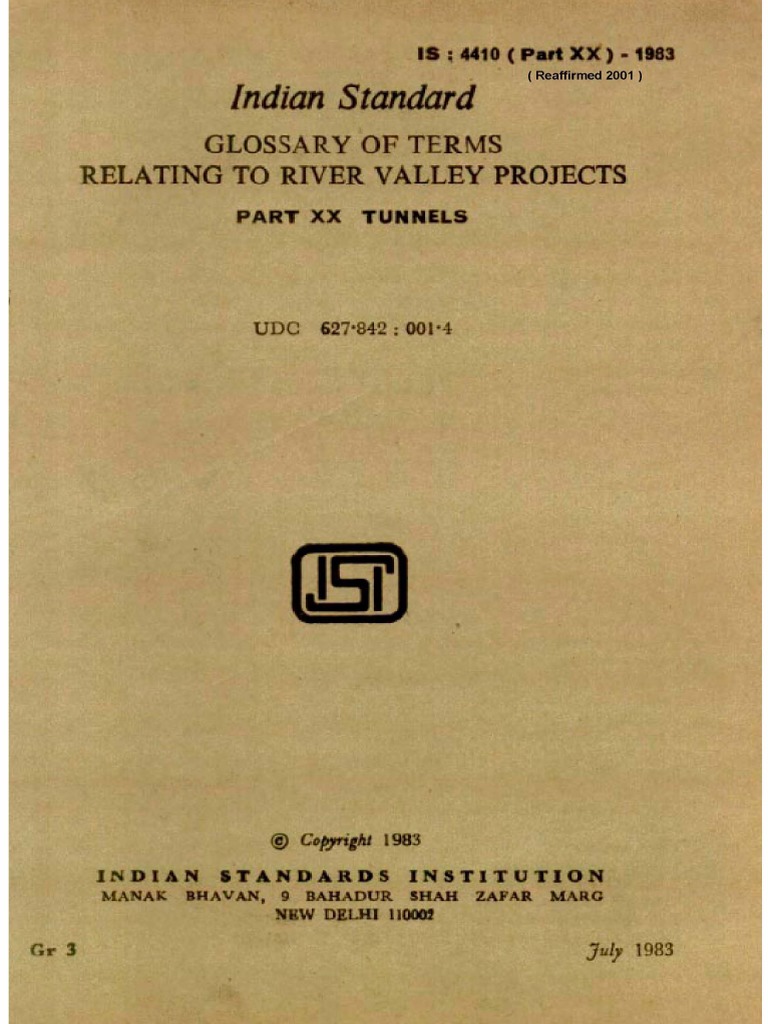 Is 4410 20 1983 | PDF | Tunnel | Spillway