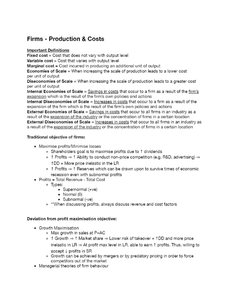 Firms - Production & Costs | PDF