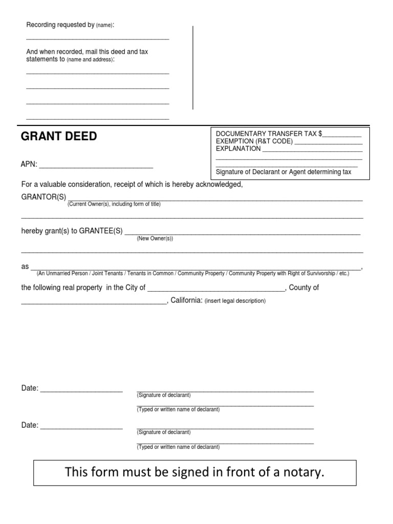 Blank Grant Deed Form | PDF